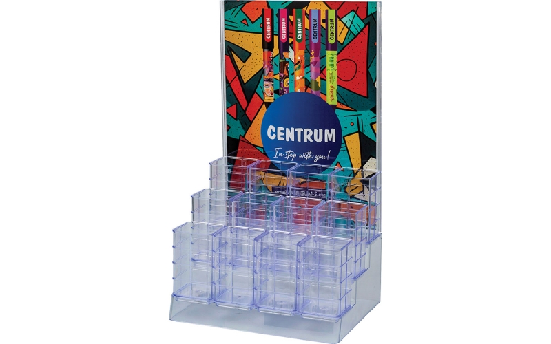 CENTRUM Display med 12 rum - Klar plast til opbevaring og præsentation